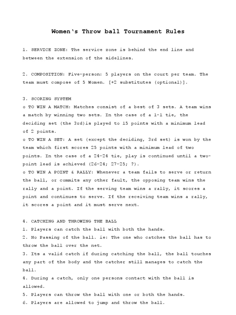 Throw Ball Rules | PDF | Referee | Games Of Physical Skill