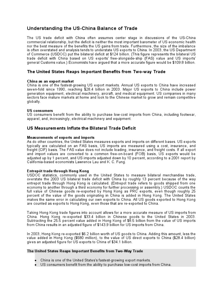 Understanding The US-China Balance of Trade: The United States Reaps ...