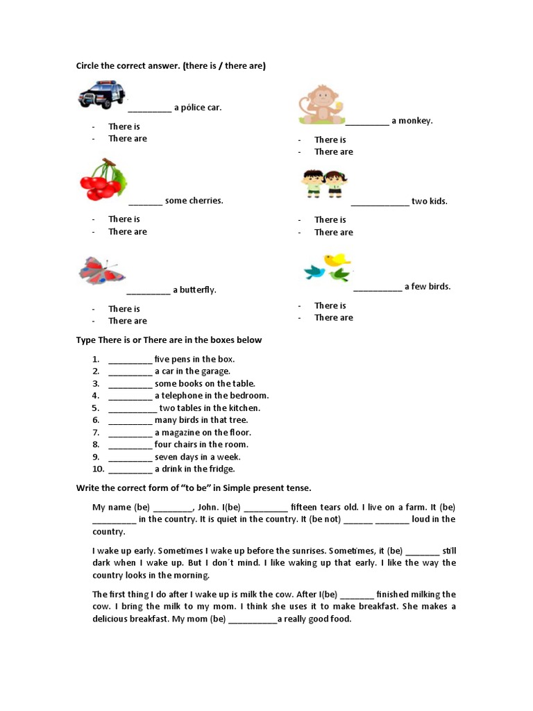 Grammar Exercise: "There is" vs. "There are" | PDF
