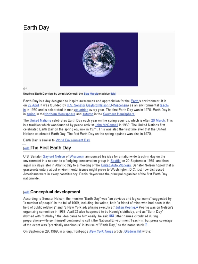 The First Earth Day | PDF | Natural Environment