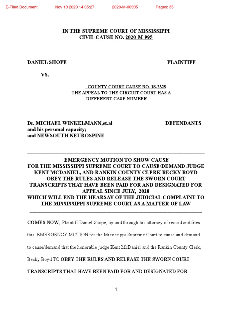 Motion To Show Cause MSSC | PDF | Lawsuit | Complaint