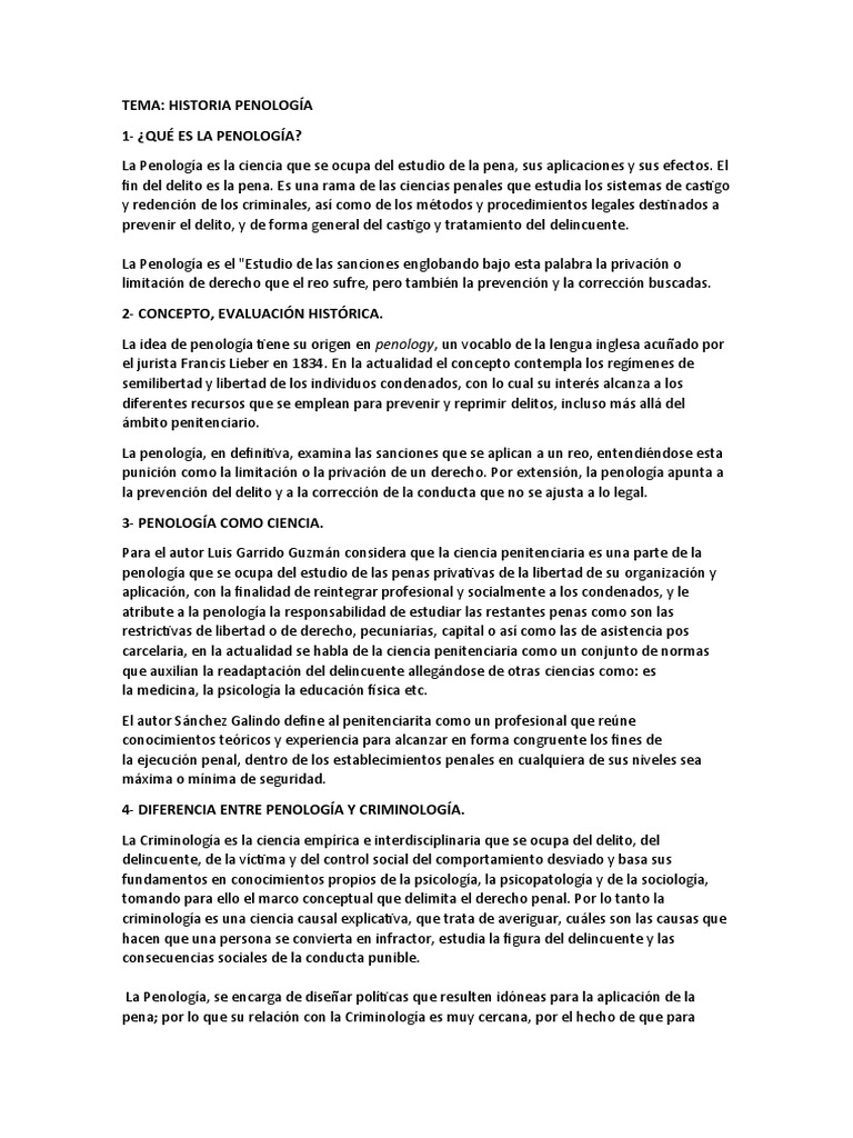 Historia y Conceptos de la Penología | PDF | Castigos | Criminología