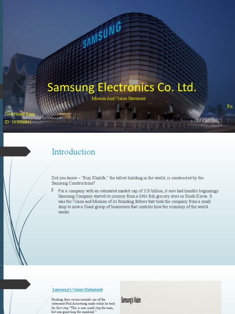 Samsung Electronics Co. LTD.: Mission and Vision Statement By, Ziad ...