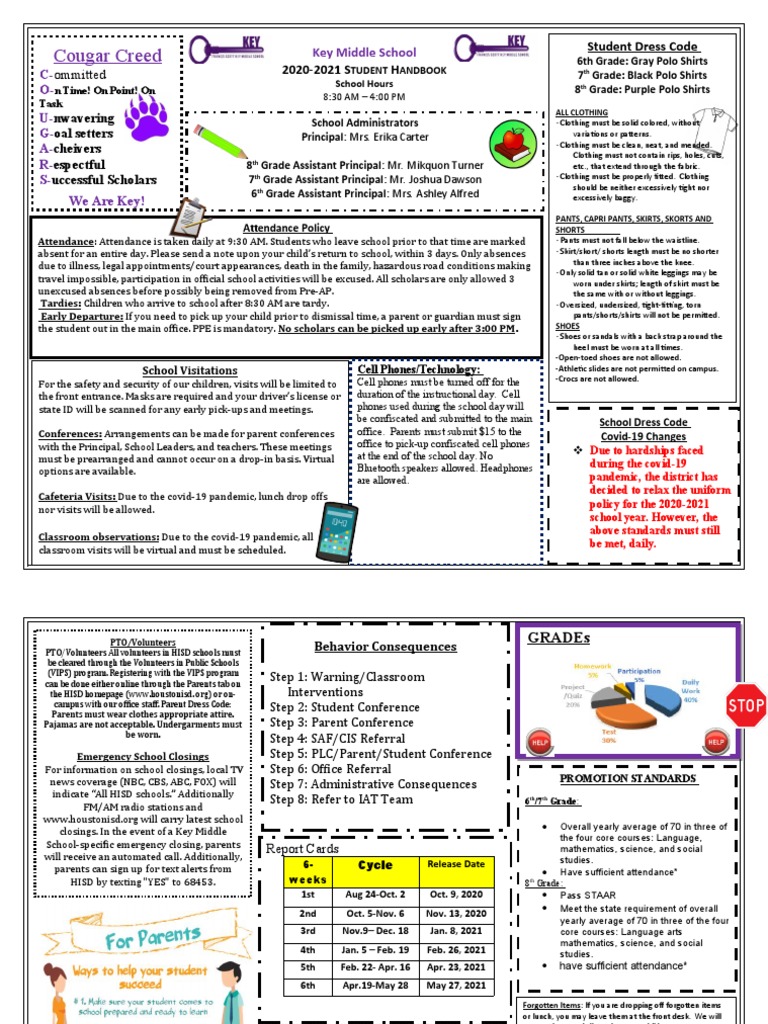 Key Middle School 2020-2021 Handbook | PDF | Clothing | Trousers