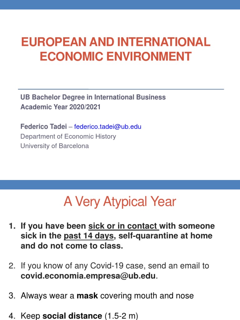 European and International Economic Environment: UB Bachelor Degree in ...