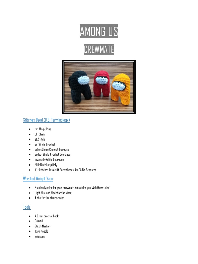 Among Us: Crewmate | PDF | Crochet | Sewing