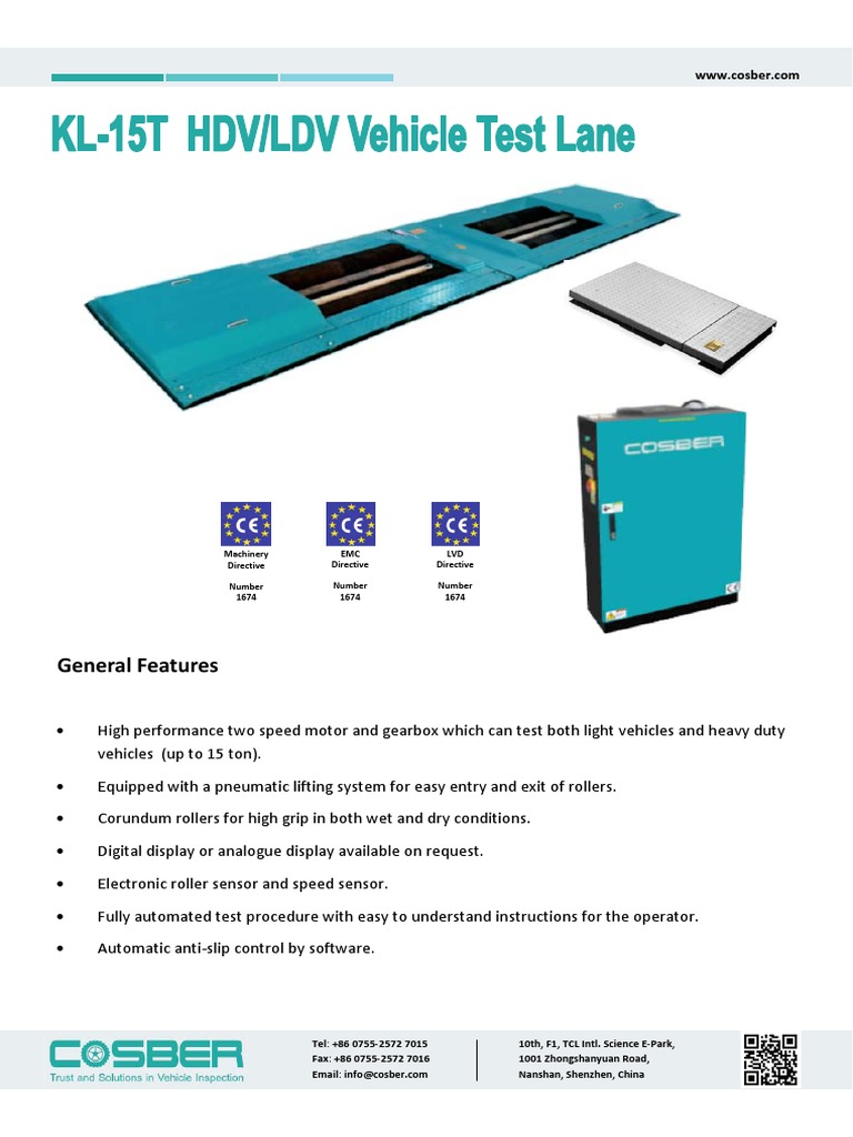 General Features: Machinery Directive Number 1674 EMC Directive Number ...