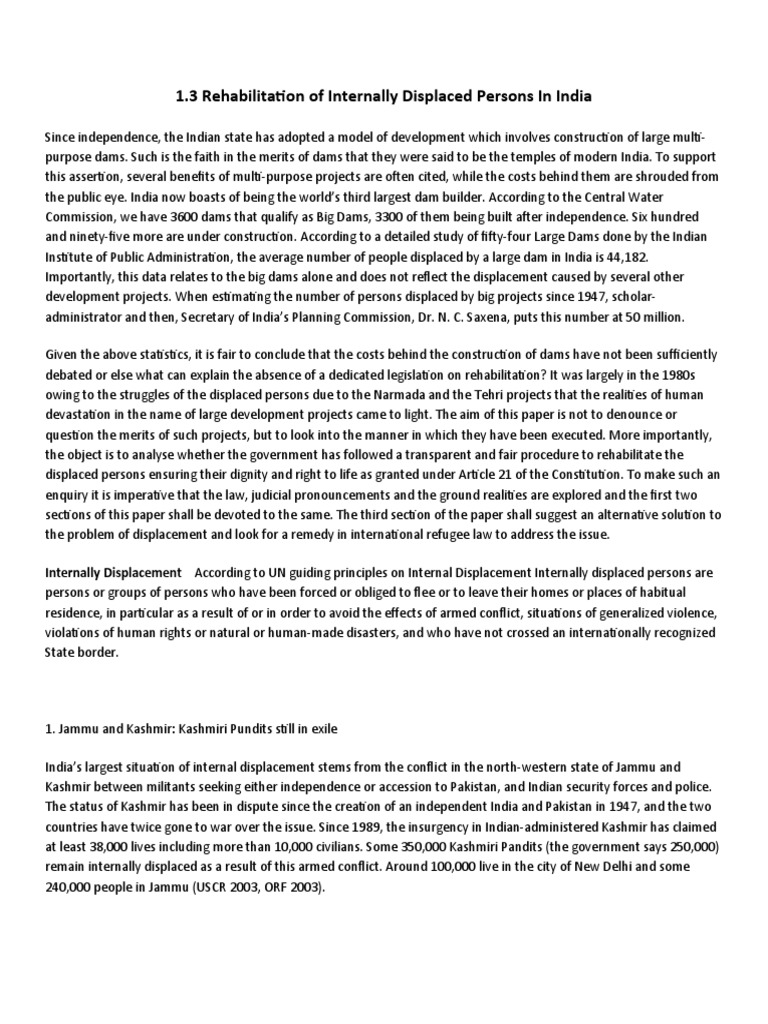 1.3 Rehabilitation of Internally Displaced Persons in India | PDF ...