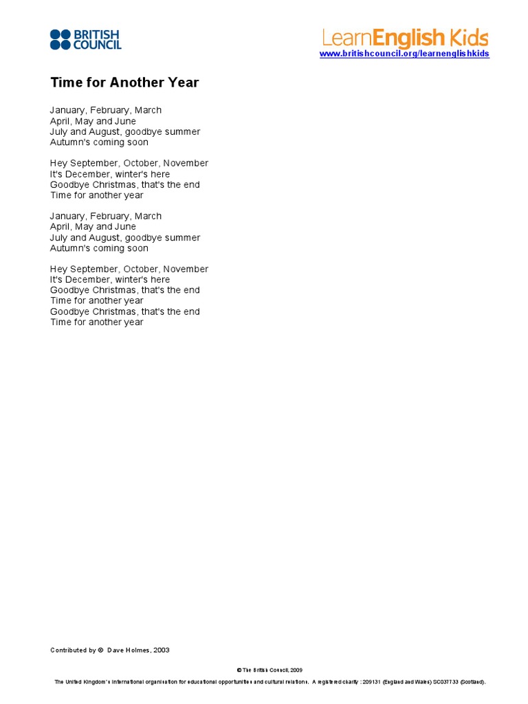 Time For Another Year: Contributed by © Dave Holmes, 2003 | PDF