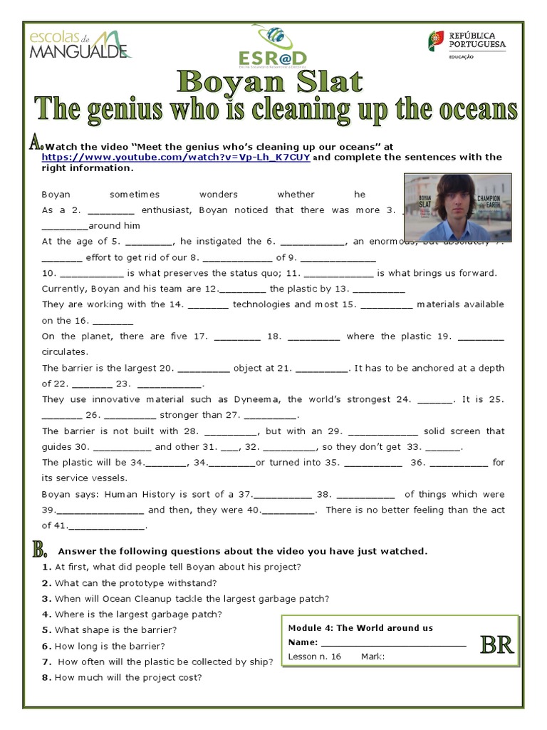 Boyan Slat's Ocean Cleanup Worksheet | PDF | Nature