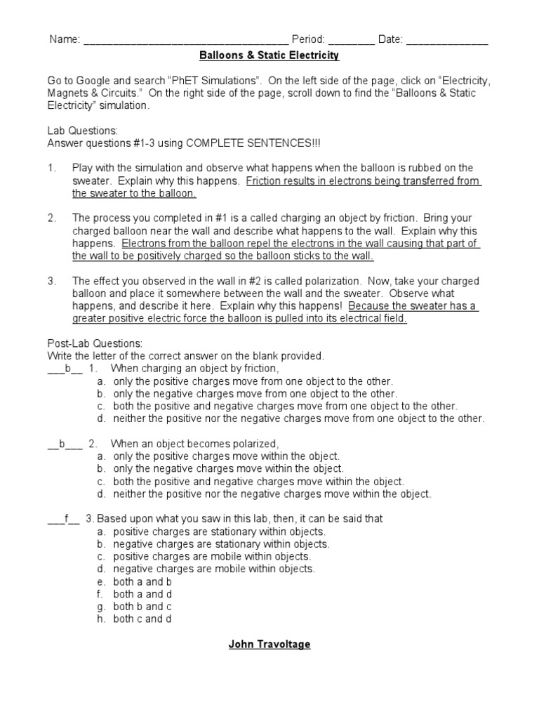 Static Electricity Lab Report | PDF | Electric Charge | Electricity