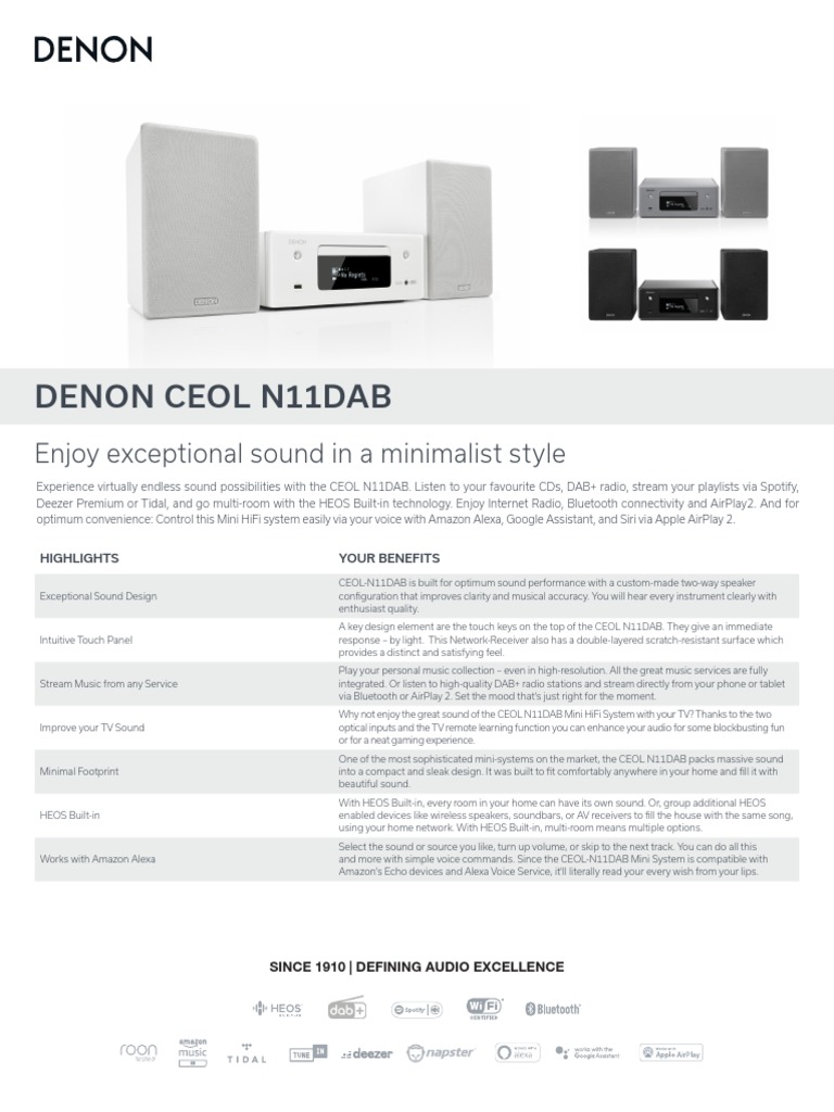Denon Ceol N11Dab: Enjoy Exceptional Sound in A Minimalist Style | PDF ...
