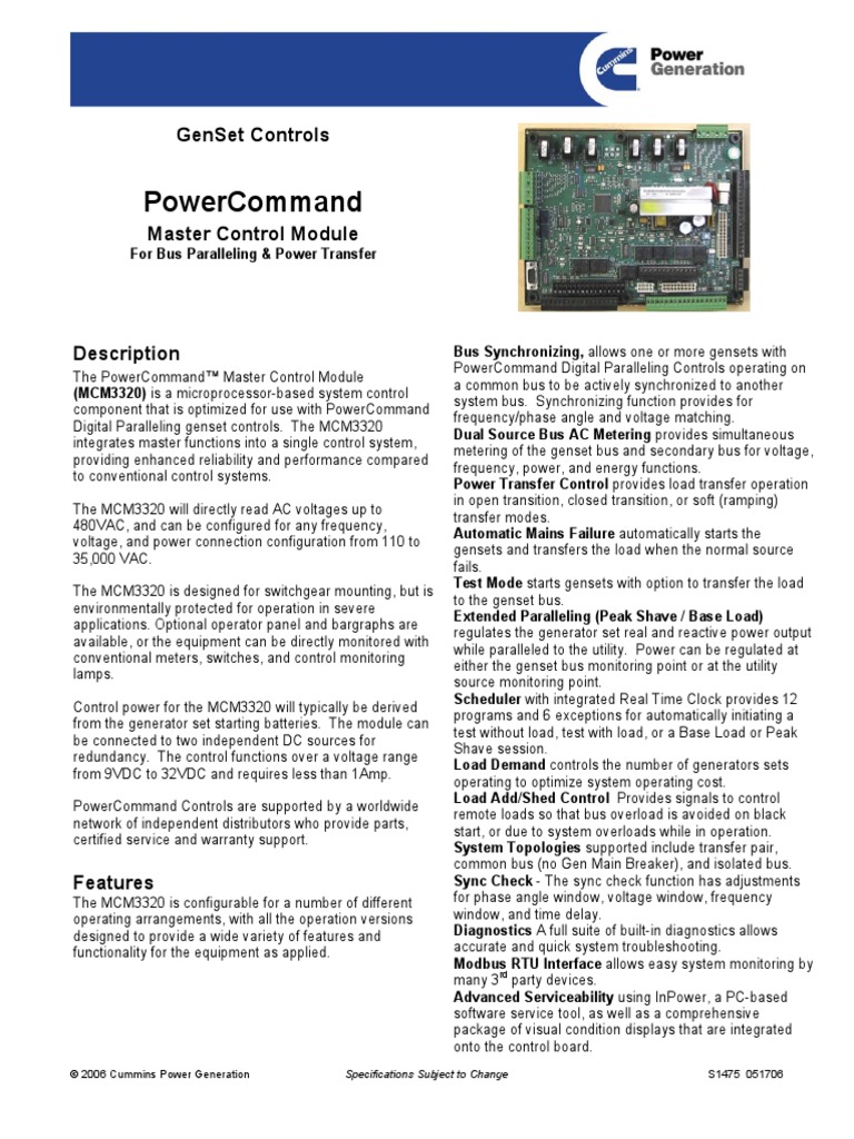 Powercommand: Genset Controls | PDF | Relay | Alternating Current