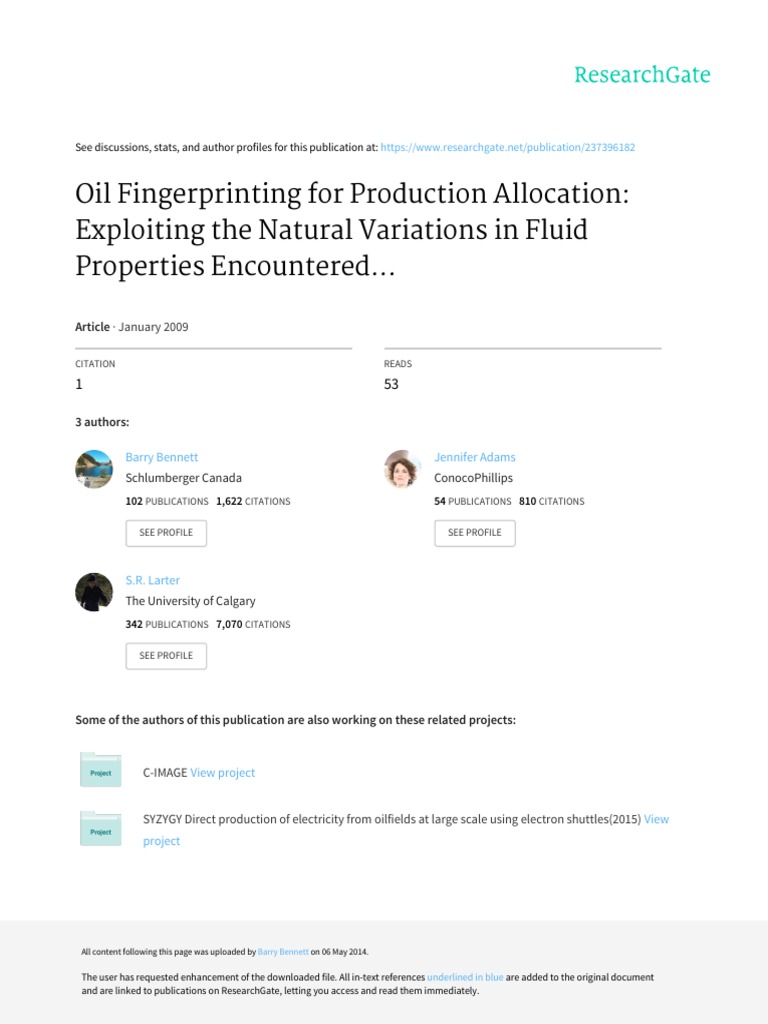 Oil Fingerprinting For Production Allocation Exploiting Natural ...