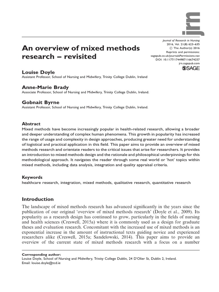 An Overview of Mixed Methods Research - Revisited: Louise Doyle | PDF ...