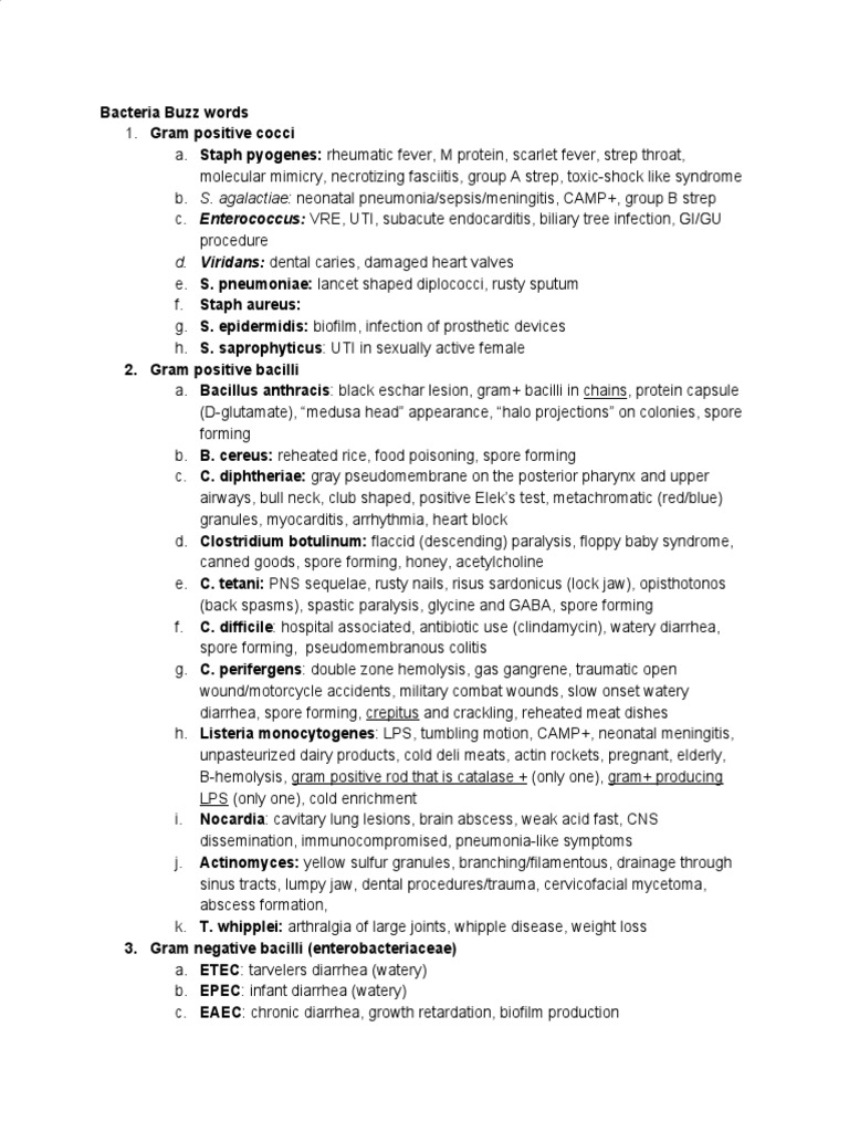 Micro Buzz Words - KEY Words | PDF | Tuberculosis | Yellow Fever