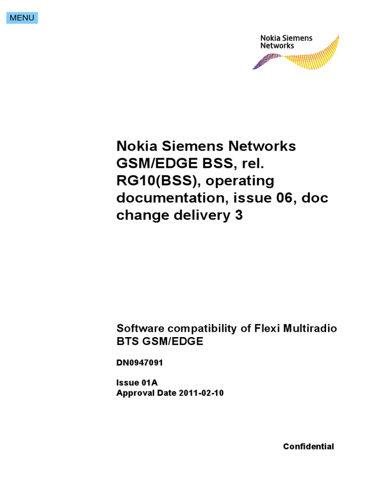 Nokia Siemens Networks GSM/EDGE BSS, Rel. RG10 (BSS), Operating ...