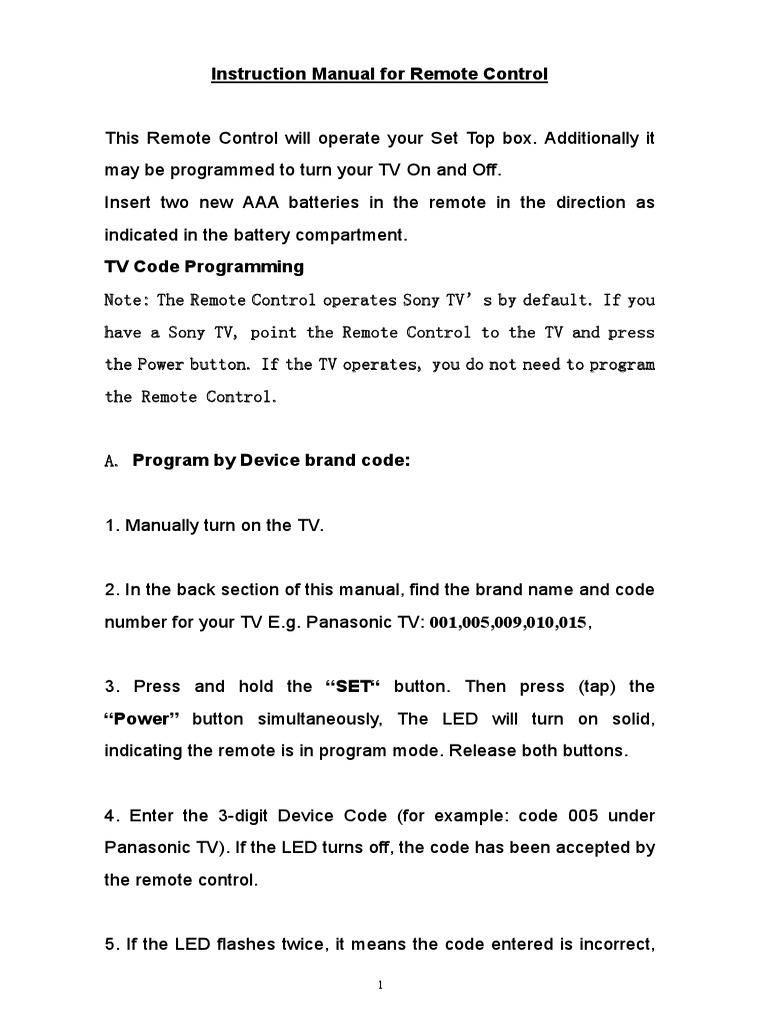 Remote Control Programming Guide | PDF | Digital Camera Modes | Consumer Goods