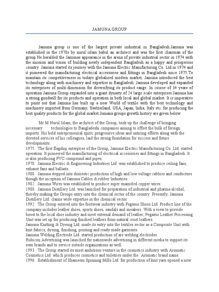 Jamuna Group | PDF | Spinning (Textiles) | Textiles