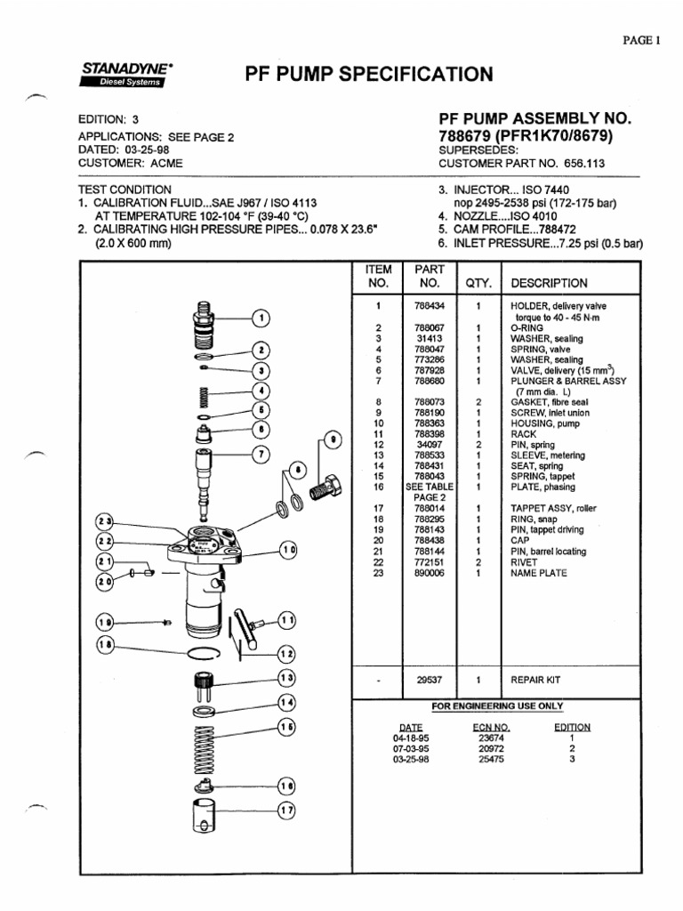 PF Pump Specification Sheet | PDF | Pump | Valve
