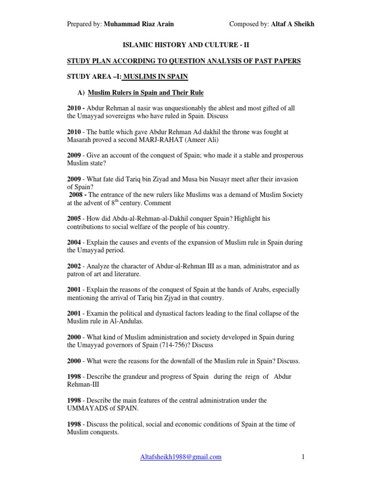 Study Plan - Islamic History Part2 | PDF | Al Andalus | Ottoman Empire