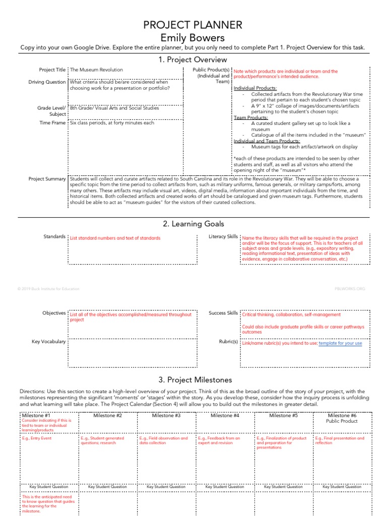 PBL Works Project Planner | PDF | Educational Assessment | Education Theory