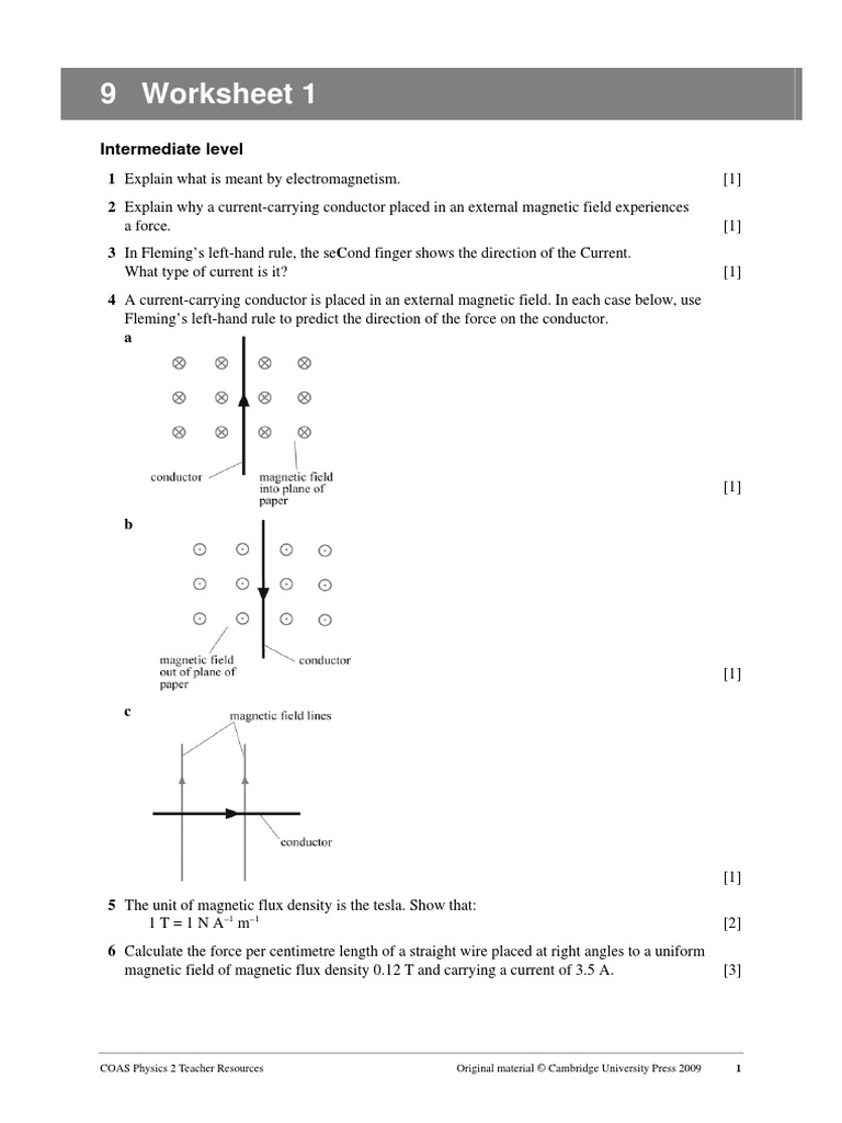 F BIL Worksheet | PDF | Magnetic Field | Flux