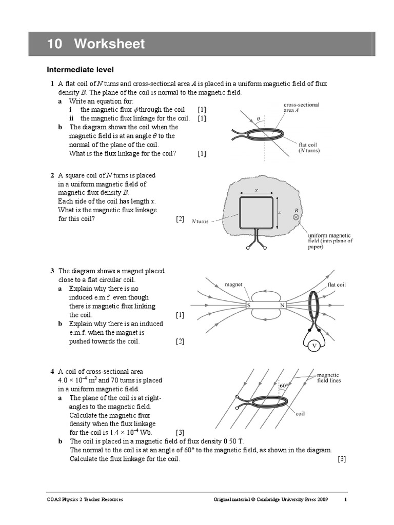 Induction and Transformers Worksheet | PDF | Electromagnetic Induction ...