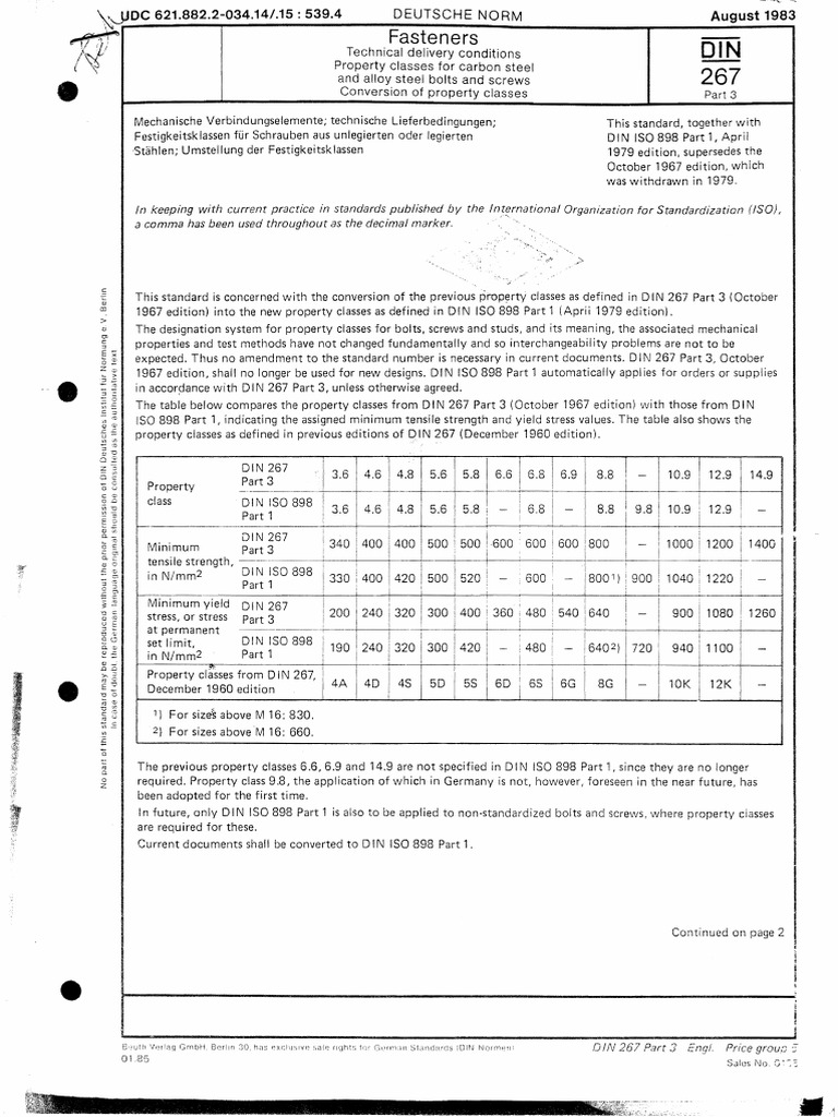 Din 267-3 - 08.83 | PDF | Screw | Building Materials