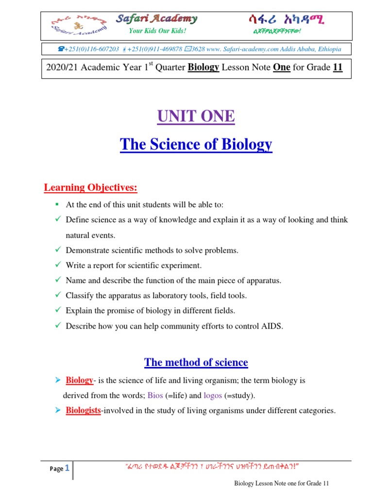 Biology Lesson Note For Grade 11 | PDF | Herpetology | Organisms