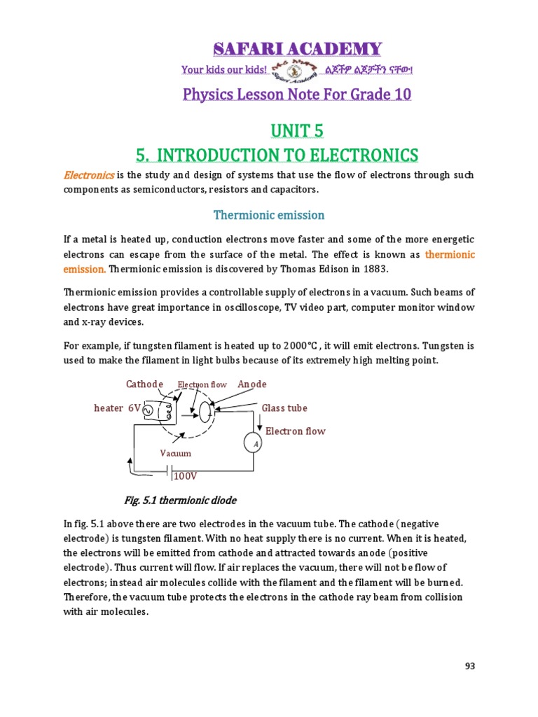 Grade 10 Physics Handout Unit 5 | PDF | P–N Junction | Bipolar Junction ...