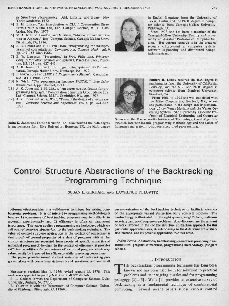 Control Structure Abstractions of The Backtracking Programming Technique | PDF | Control Flow ...
