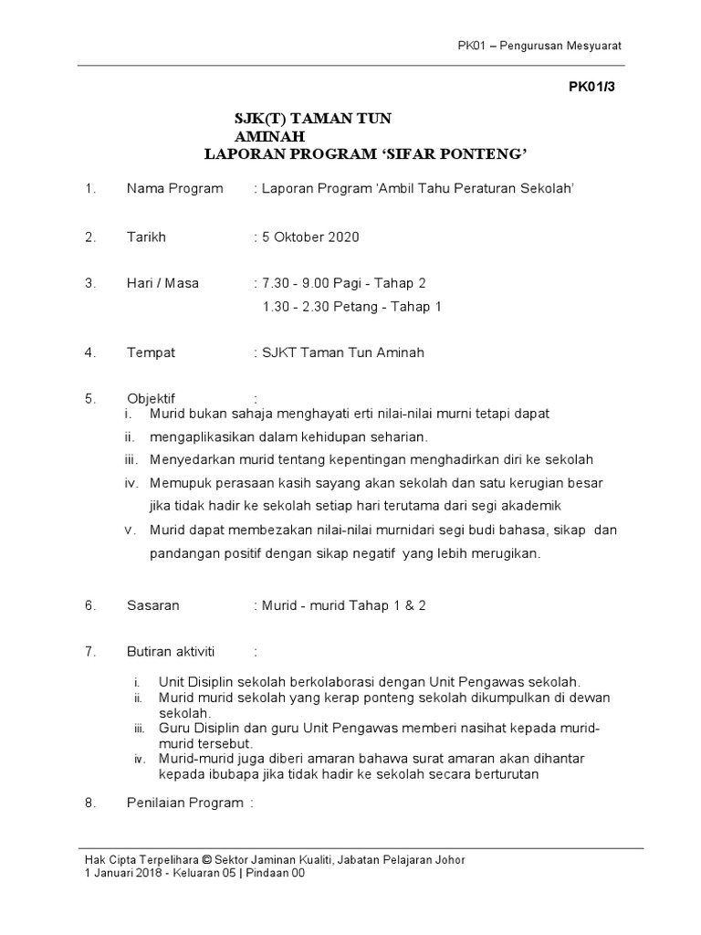 LAPORAN PRGM Sifar Ponteng | PDF | Karier & Perkembangan | Sains & Matematika