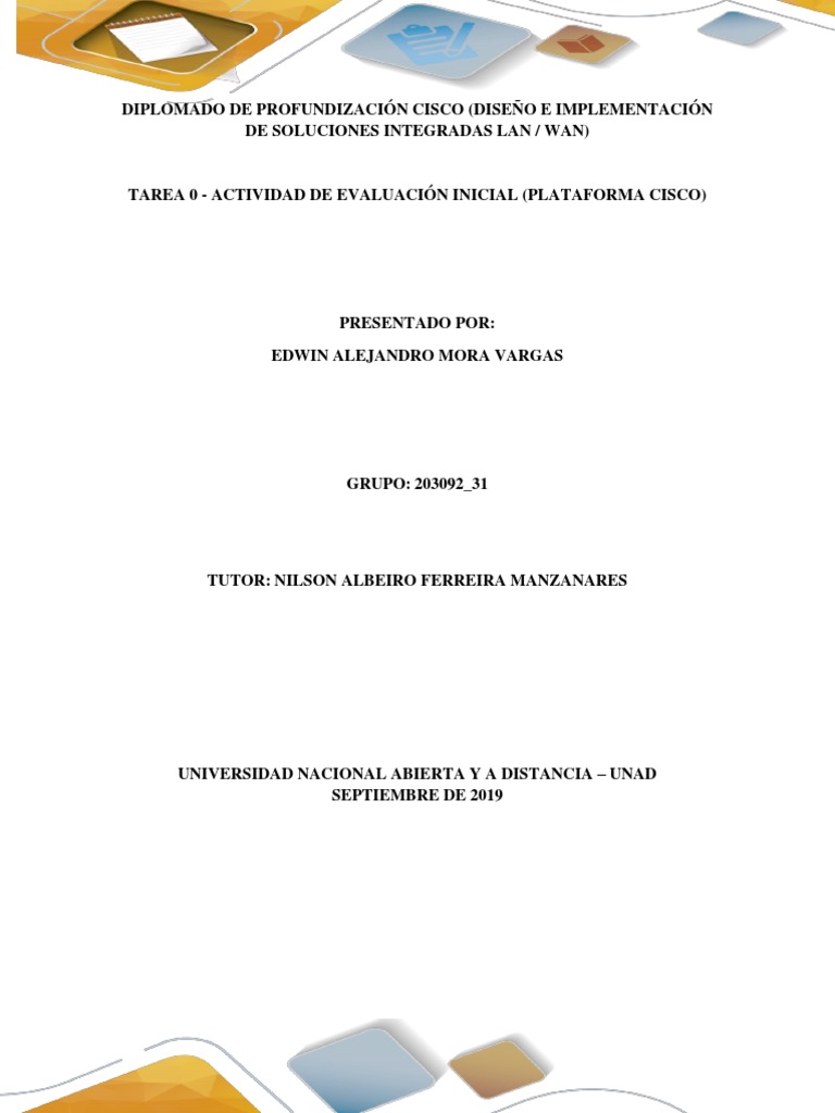 Tarea 0 Actividad De Evaluación Inicial Plataforma Cisco Pdf