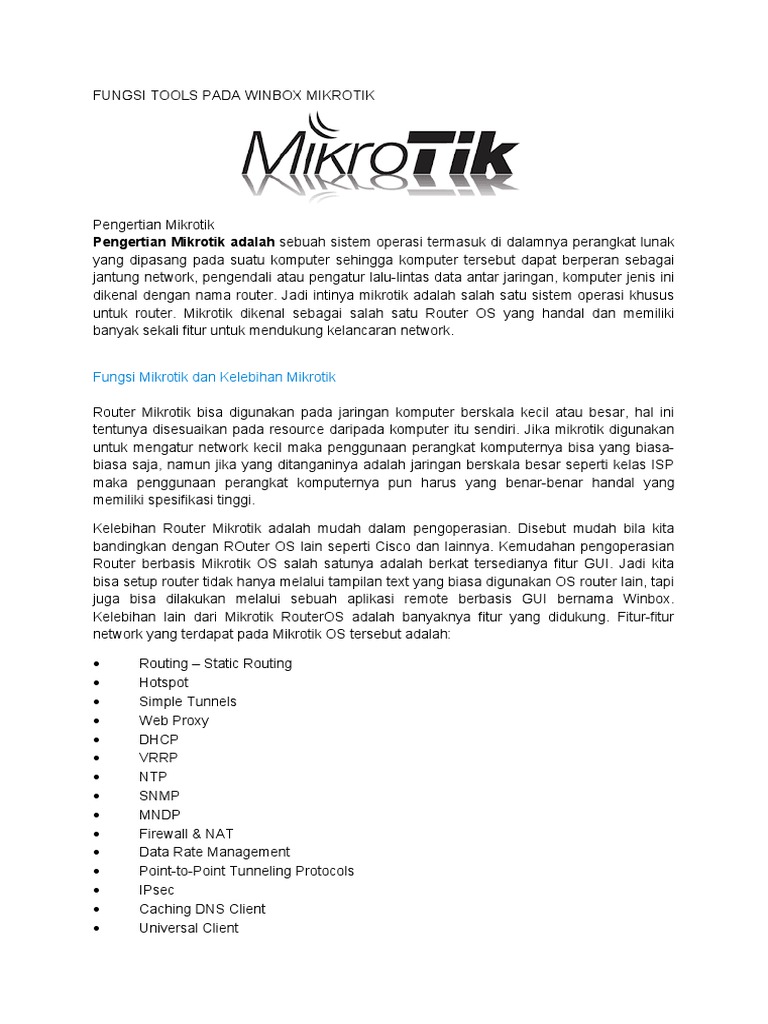 Fungsi Tools Pada Winbox Mikrotik | PDF
