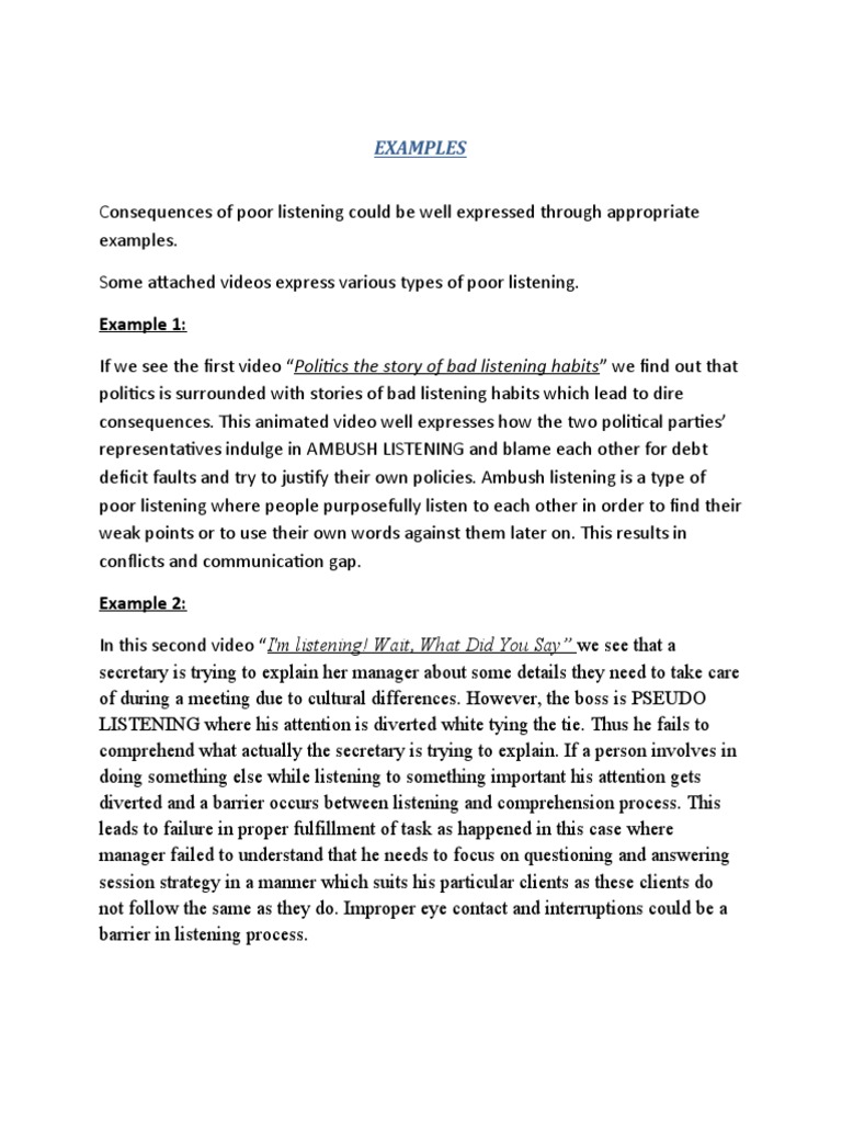 Examples of Poor Listening in Politics and the Workplace and Their ...