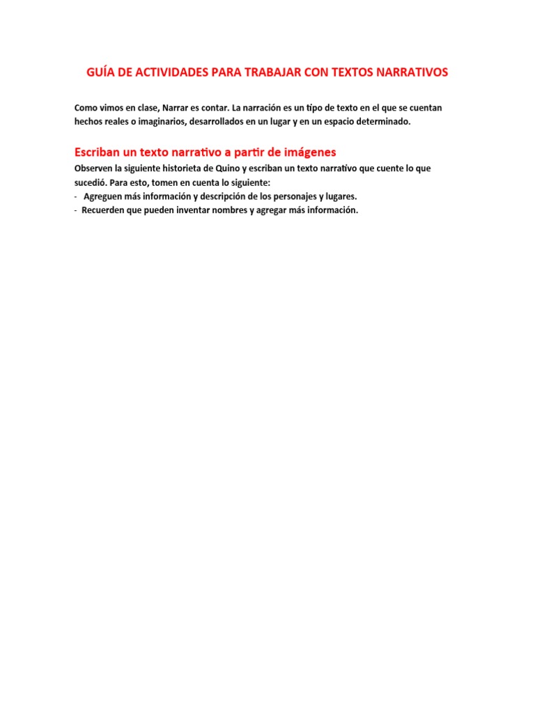 Actividades para Textos Narrativos | PDF | Narrativa | Cuentos
