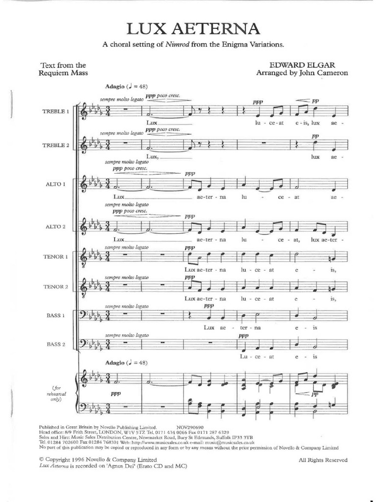 Edwar Elgar LUX AETERNA PDF | PDF | Musical Forms | Choral Compositions