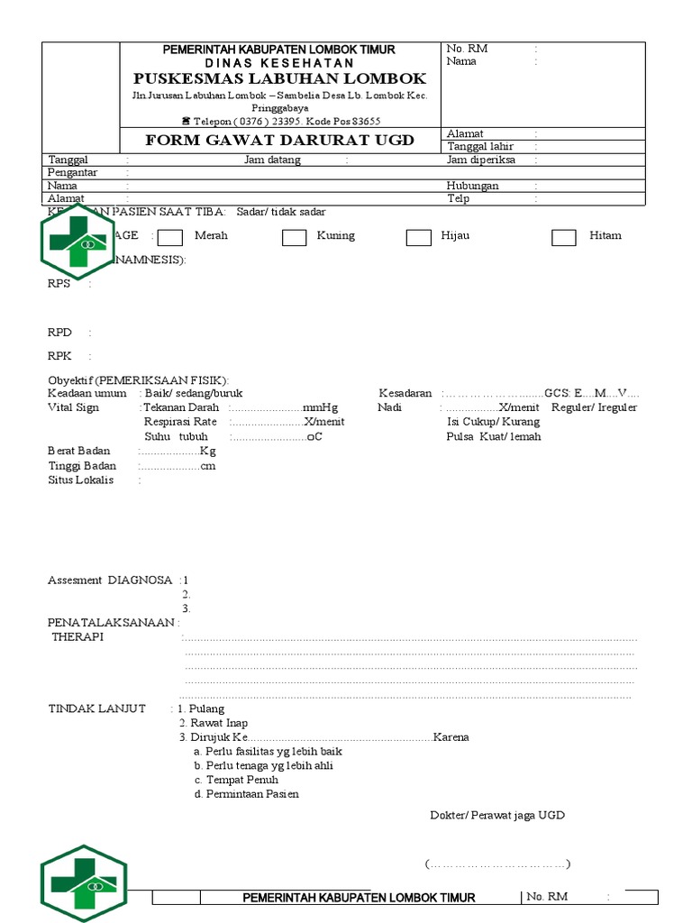 Form Rekam Medik Ugd | PDF