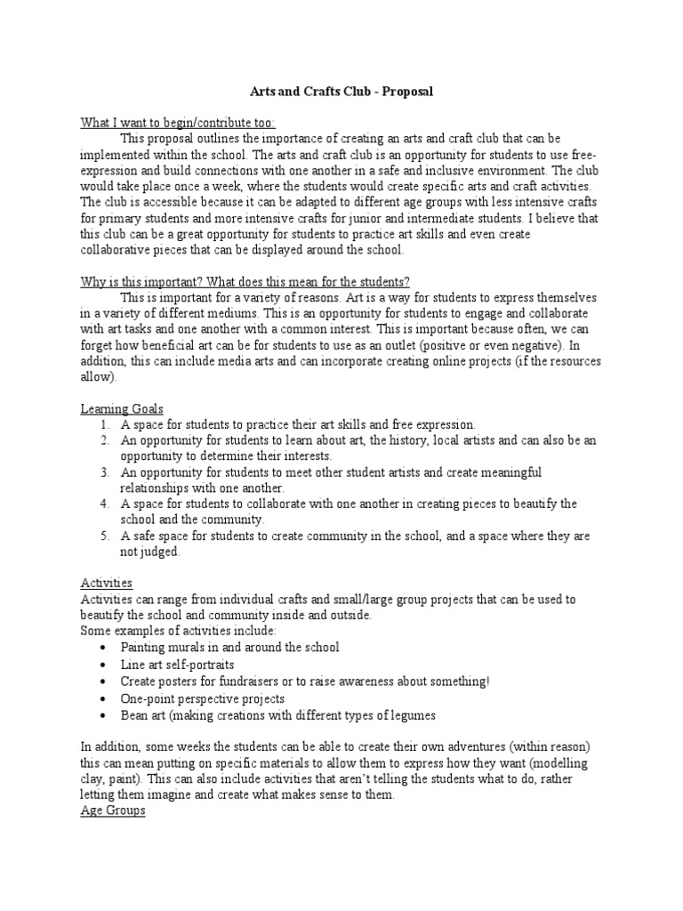 Arts and Crafts Club | PDF | Teachers | Psychological Concepts