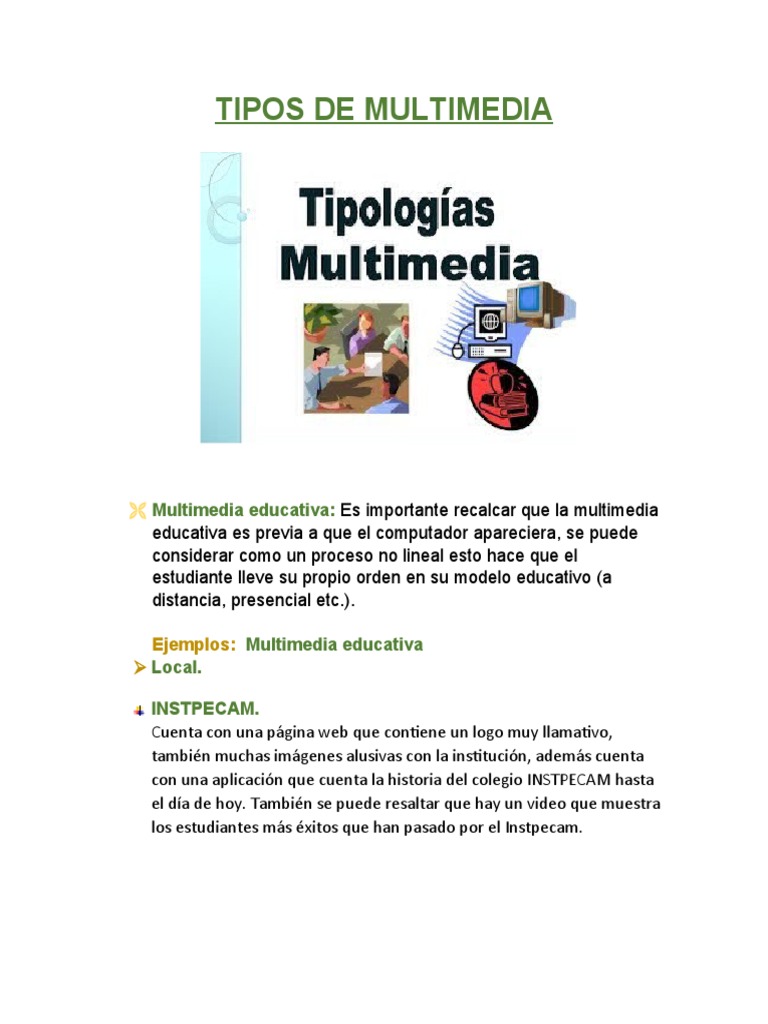 Tipos de Multimedia | PDF | Multimedia | Red mundial