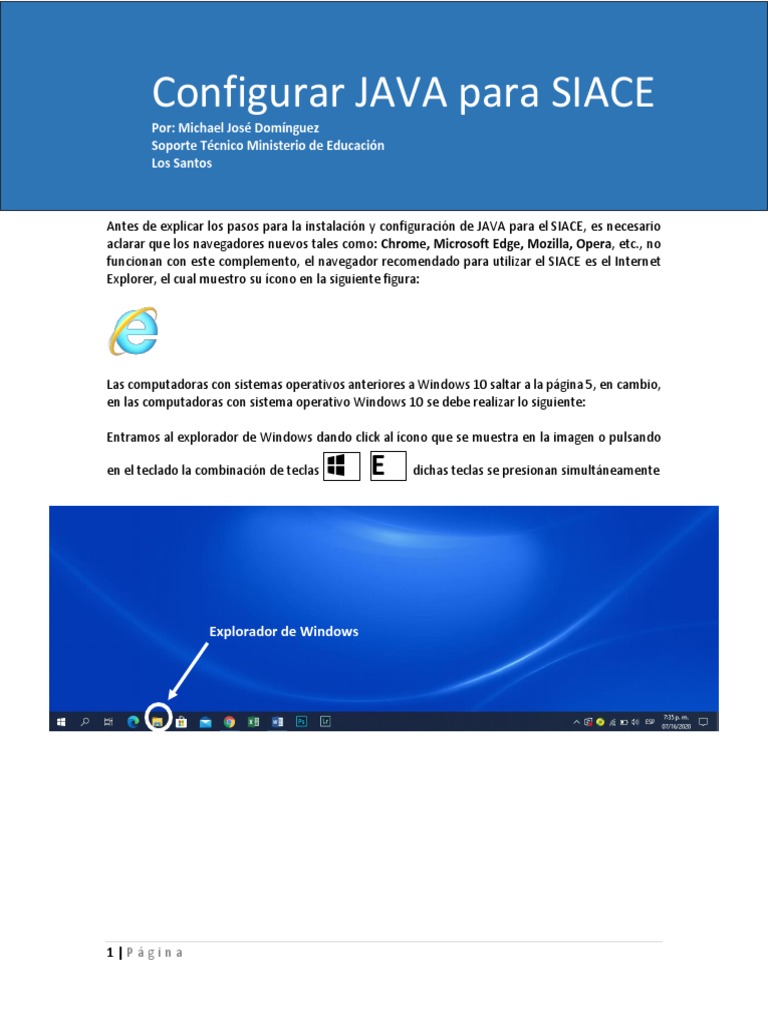 Instructivo Configurar JAVA para SIACE PDF | PDF | explorador de Internet | Java (lenguaje de ...