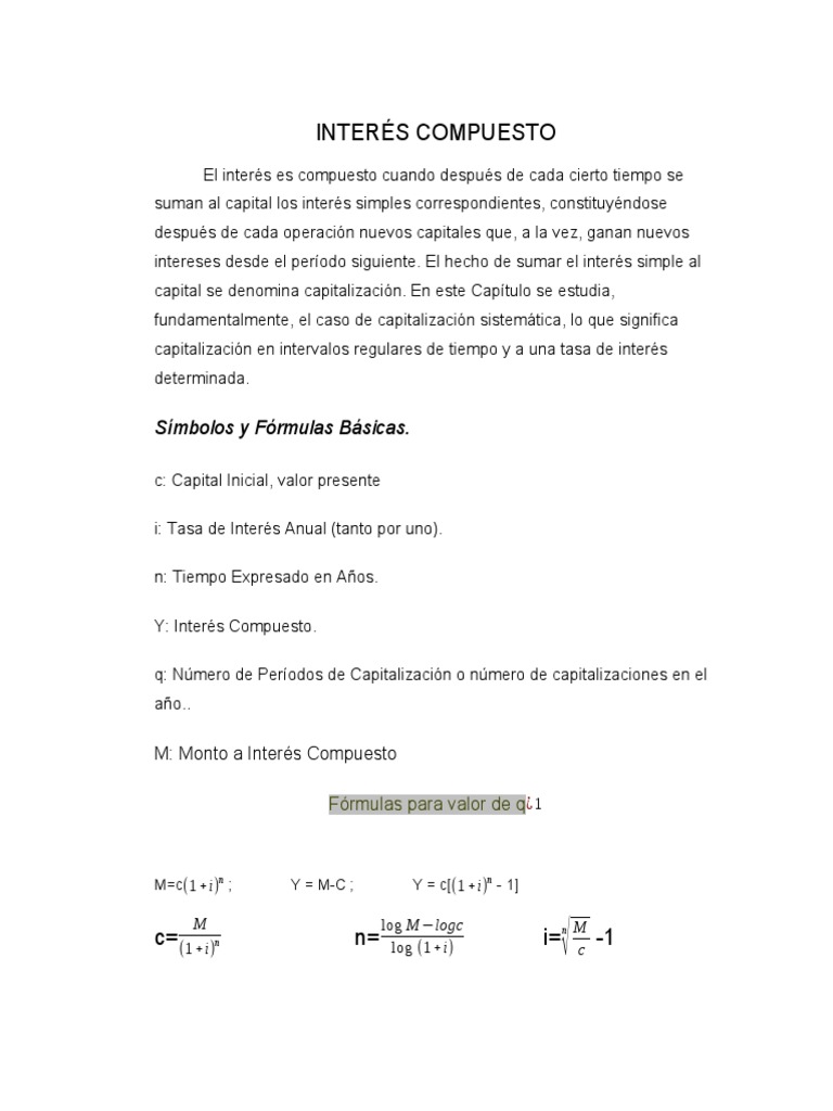Interés Compuesto | PDF | Interés compuesto | Enseñanza de matemática