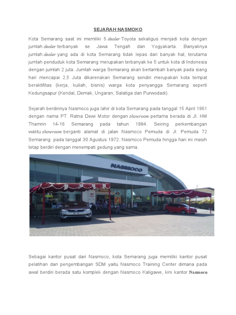 Sejarah dan Dealer Nasmoco di Semarang | PDF