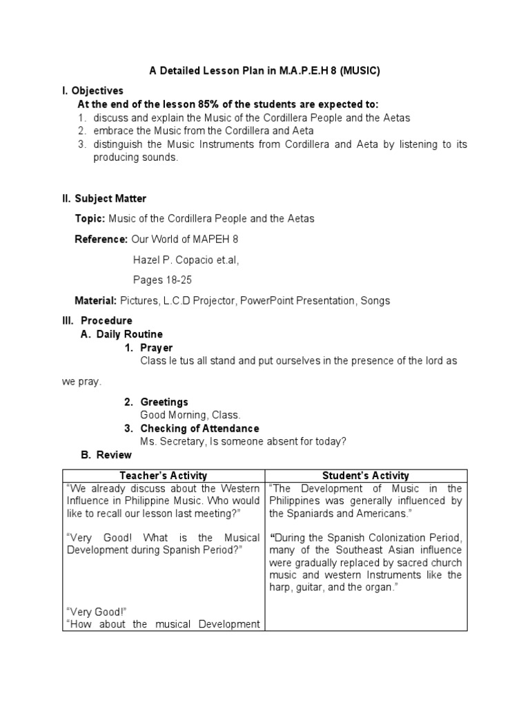 Lesson Plan Music | PDF | Musical Instruments | String Instruments