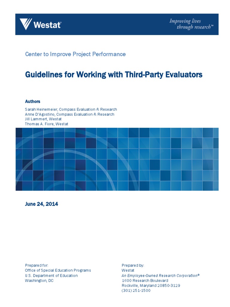 Guidelines For Working With Third-Party Evaluators | PDF | Needs ...