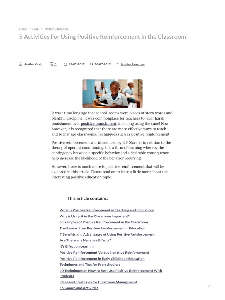 Long Intro Article 5 Activities For Using Positive Reinforcement in The ...