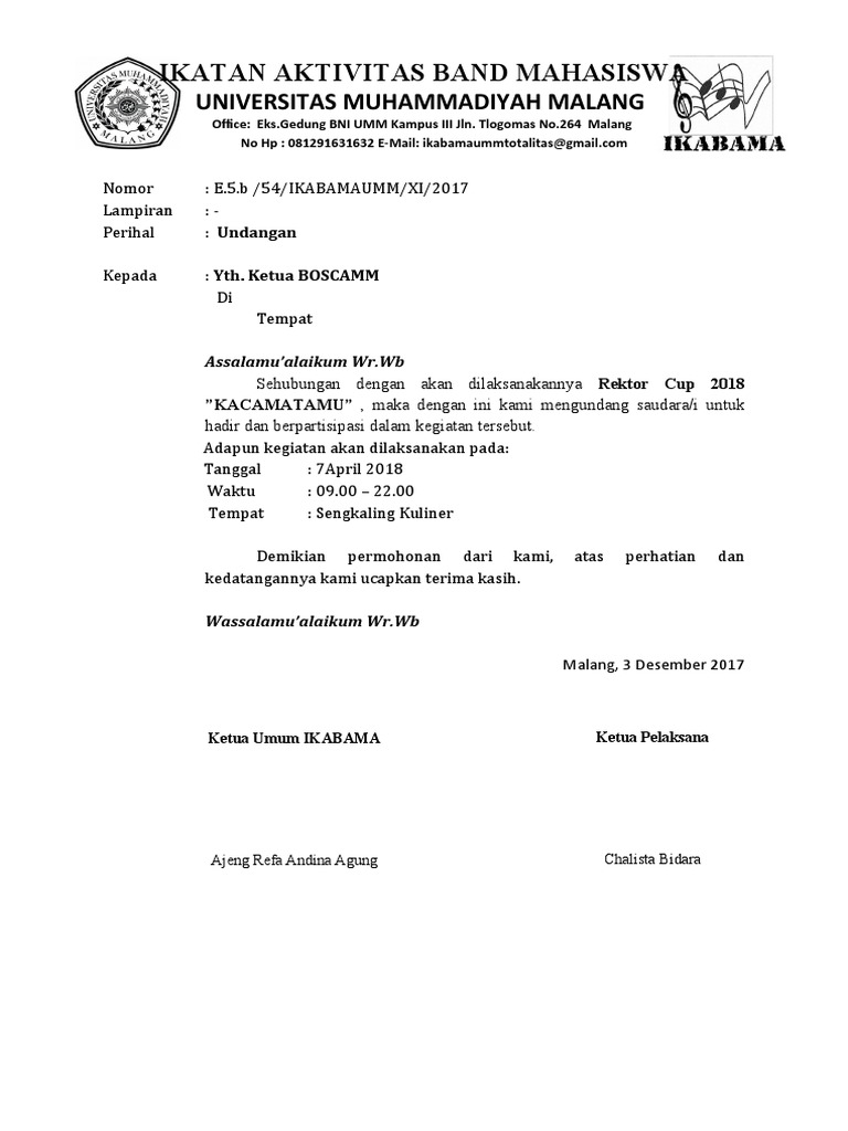 Surat Undangan Forum Diskusi Homeband | PDF