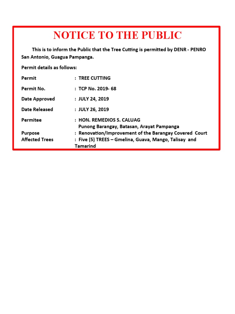 Tree Cutting Permit | PDF