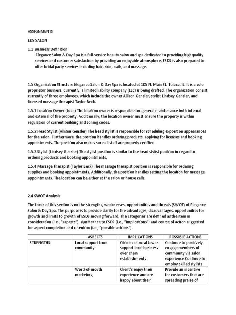 Swot Analysis Salon | PDF | Swot Analysis | Marketing